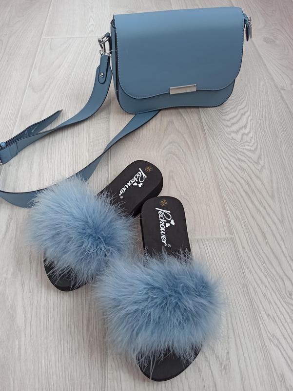 Новинка літо 2022 шльопанці з пірям страуса 34 41 хутряні капці — ціна 695 грн у каталозі