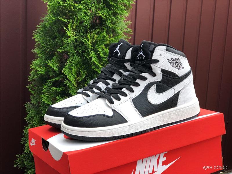 Мужские кожаные черно-белые nike air jordan retro 1🆕высокие найк аир ...