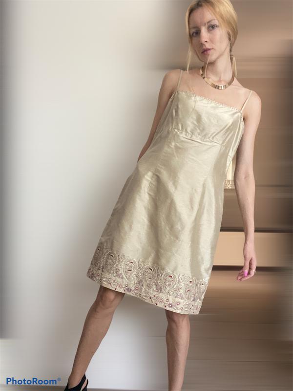 100 шовк плаття золотого кольору індія 🇮🇳 Next — ціна 499 грн у каталозі Короткі сукні Купити