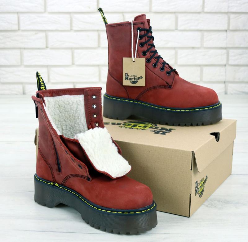Dr.martens jadon red женские утеплённые красные ботинки мартинс жіночі ...