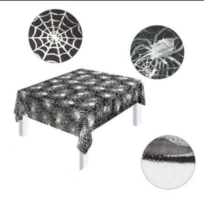 Скатертину на хеллоуїн павутина з павуками розмір скатертини 140 220см поліестер — ціна 753