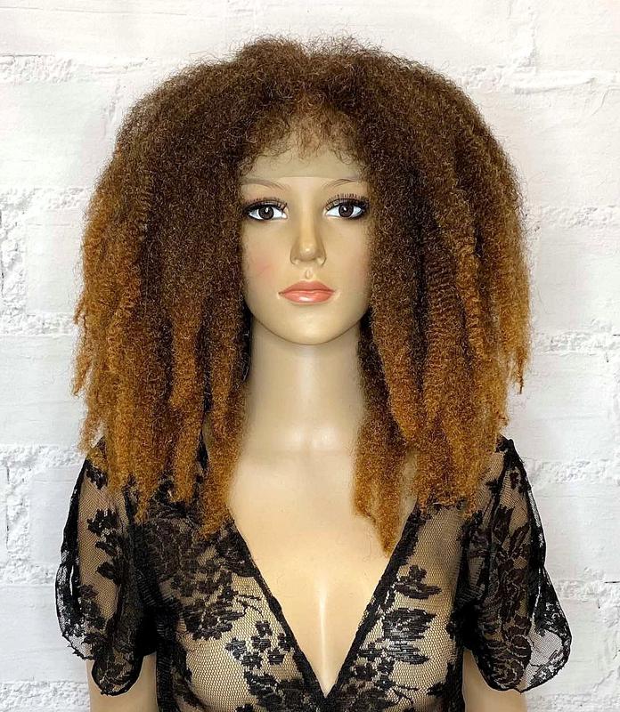 Парик на сетке lace wig афро дреды коричневый рыжий омбре / перука на ...