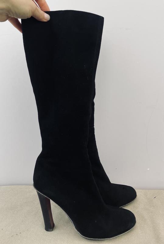 Замшеві чоботи на підборах — ціна 450 грн у каталозі Чоботи Купити