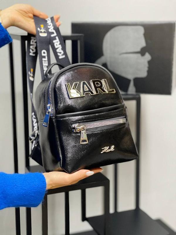 Рюкзак чорний жіночий чоловічий в стилі karl lagerfeld рюкзак карл ...