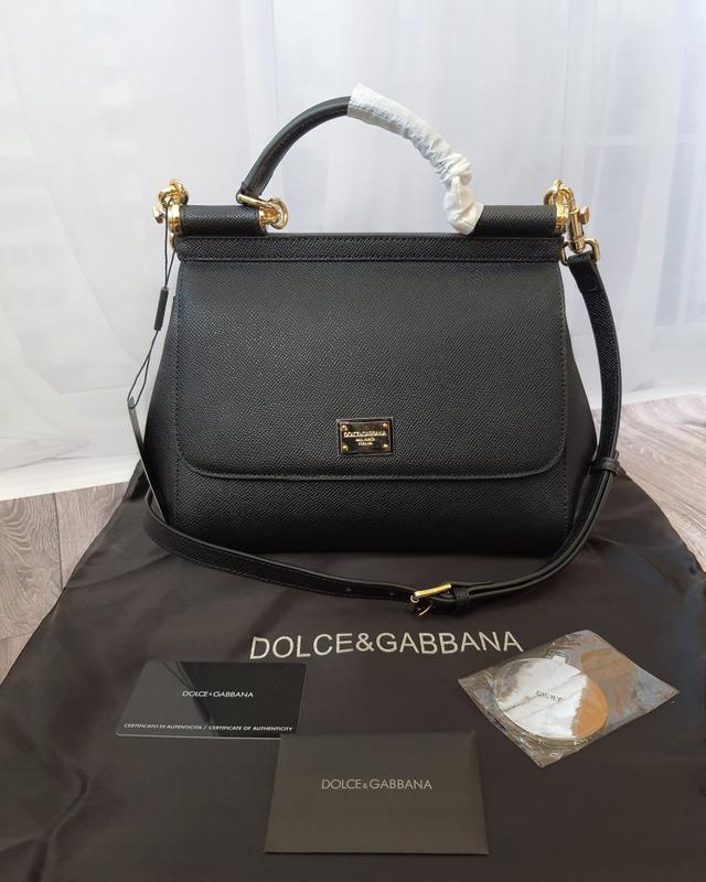 Черная кожаная сумка в стиле дольче габбана сицилия d&g sicily 25 ...