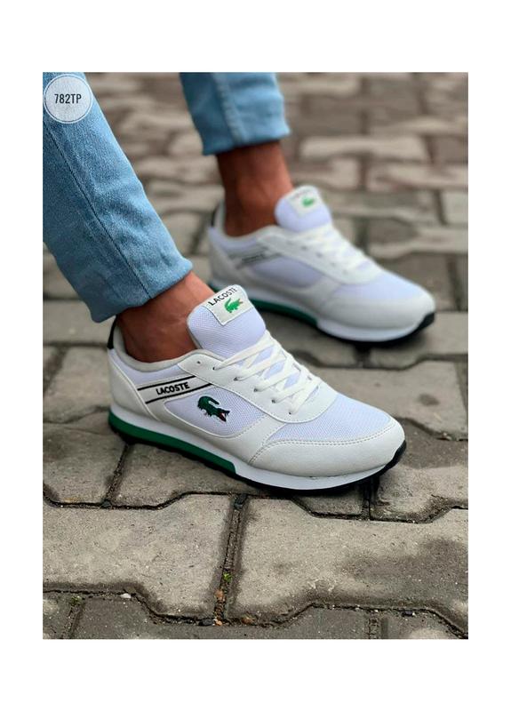 Кроссовки мужские lacoste белые зеленые / кросівки чоловічі лакоста ...
