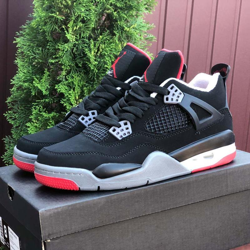 Кроссовки nike air jordan 4 retro черные мужские баскетбольные кроссы ...