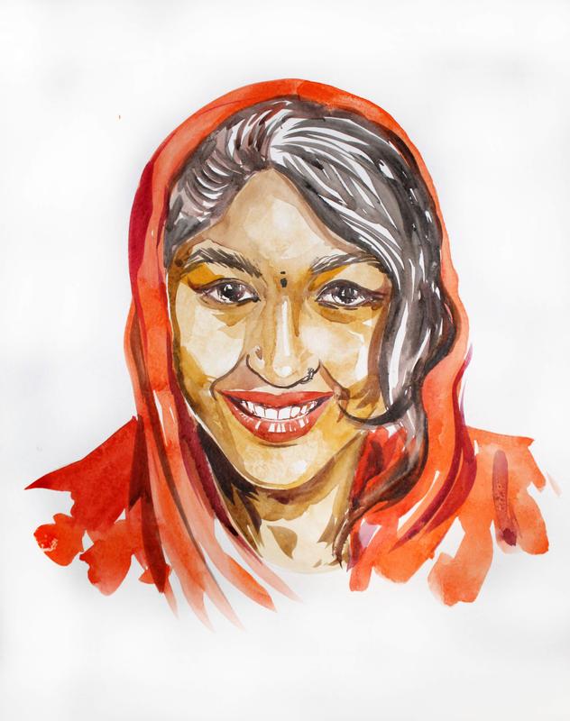 Картина аквареллю індійська дівчина — ціна 500 грн у каталозі Картини Купити товари для дому та