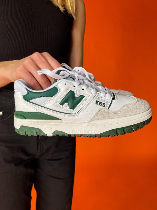 New balance 550 white green шикарные кроссовки нб 550 бело зеленые ...