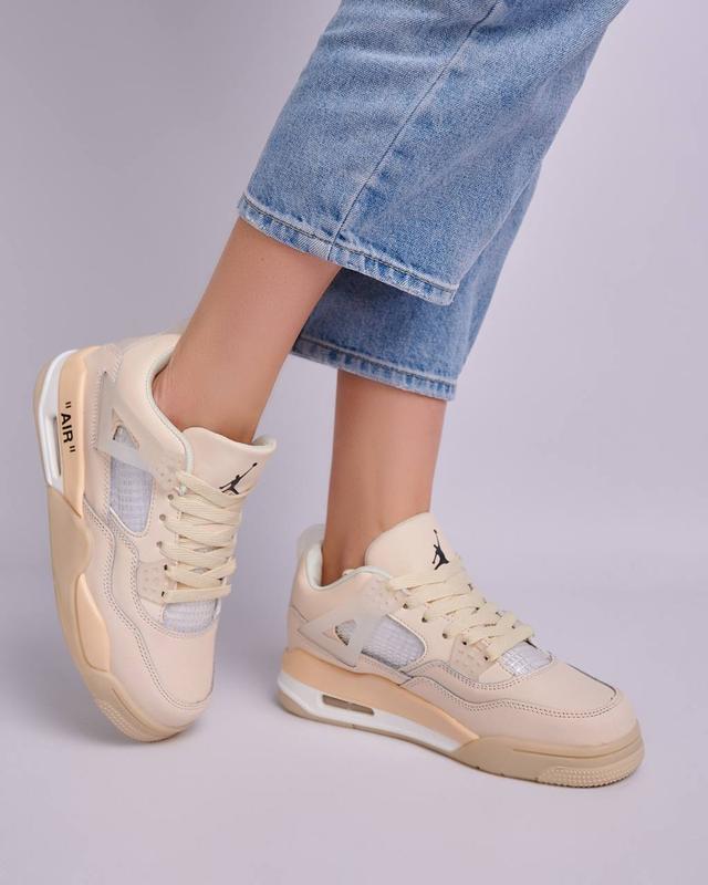 Nike air jordan retro 4 beige брендовые женские бежевые трендовые ...