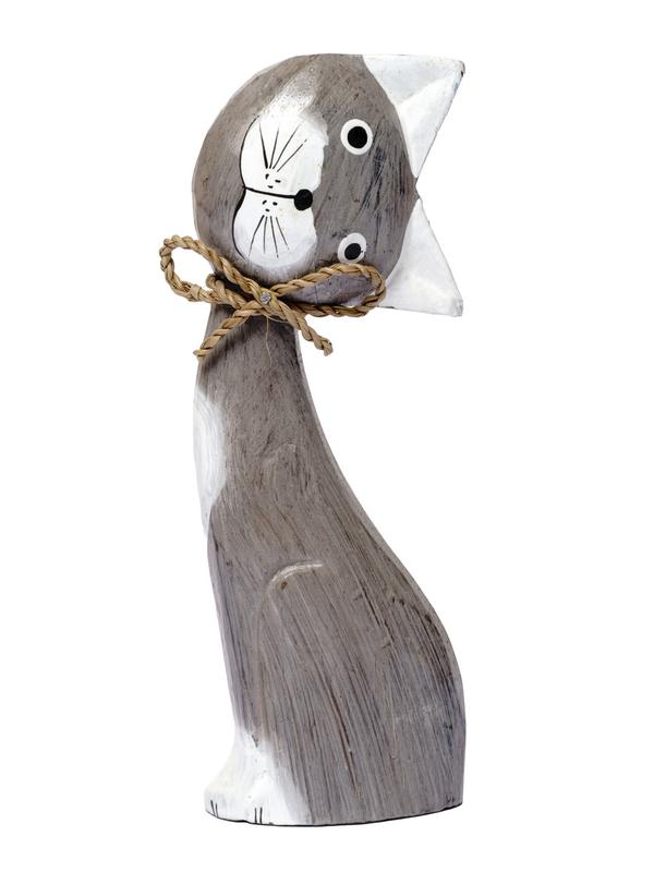 Статуетка котик деревяний сірого кольору голова на бік висота 20см — ціна 300 грн у каталозі