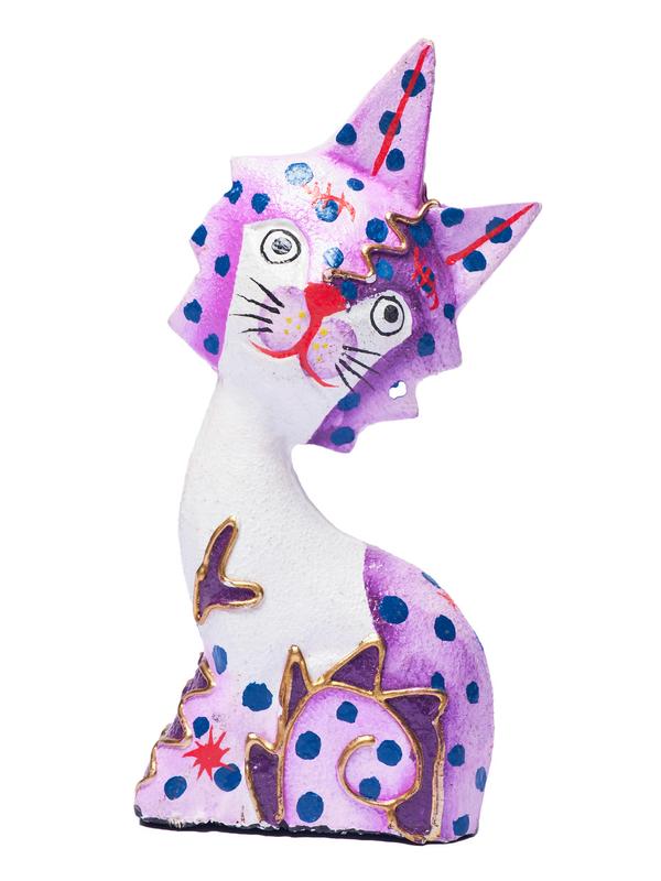 Статуетка кот деревяний кольоровий висота 17 см — ціна 80 грн у каталозі Статуетки Купити