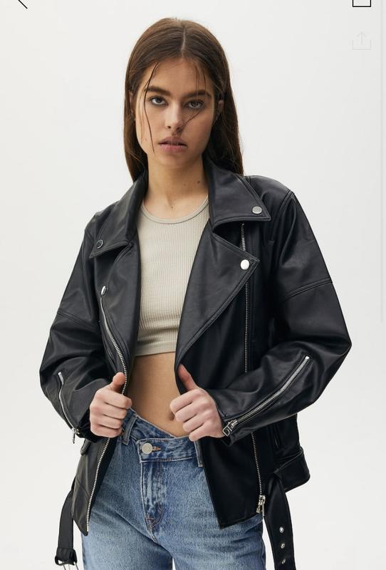 Куртка-косуха оверсайз байкерська кожанка pull&bear оригінал — цена ...