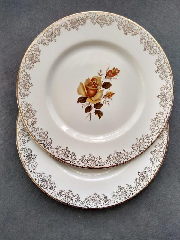 Фарфорові тарілки "yellow roses" myott fine ironstone staffordshire ...