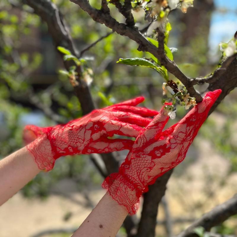 Рукавички червоні ажурні гіпюрові — ціна 150 грн у каталозі Рукавички Купити аксесуари за