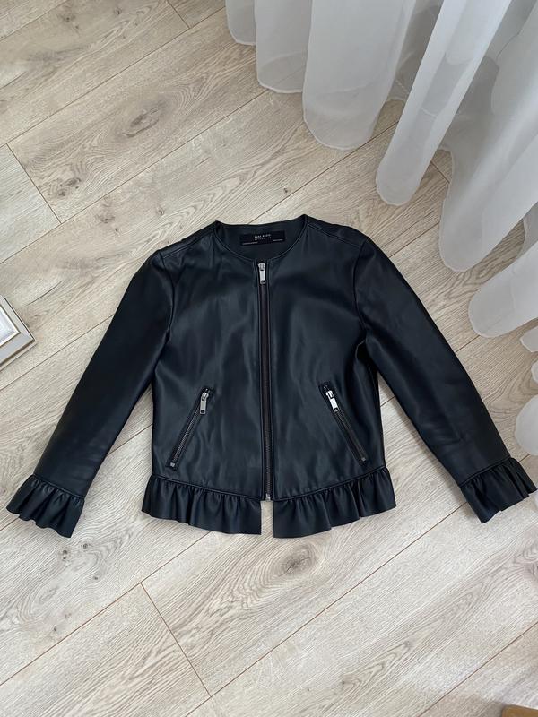 Куртка zara чёрная косуха zara черная курточка зара ветровка кожаная ...