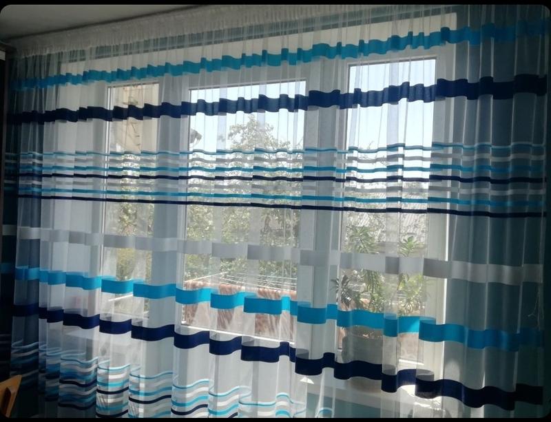 Тюль в наявності смужка турецька синя голуба для хлопчика штори гардини занавіска — ціна 120 грн