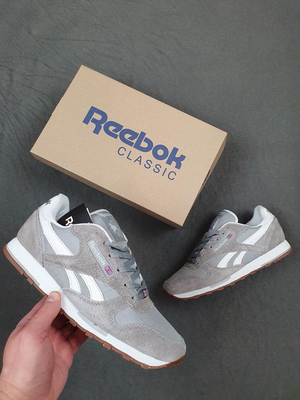 Кроссовки мужские reebok classic серые с белым. обувь мужская серая ...
