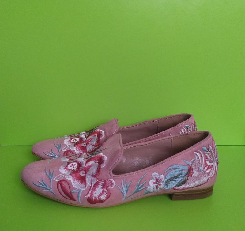 Туфли лоферы пудровые розовые с вышивкой, 3,5/36 — цена 300 грн в ...