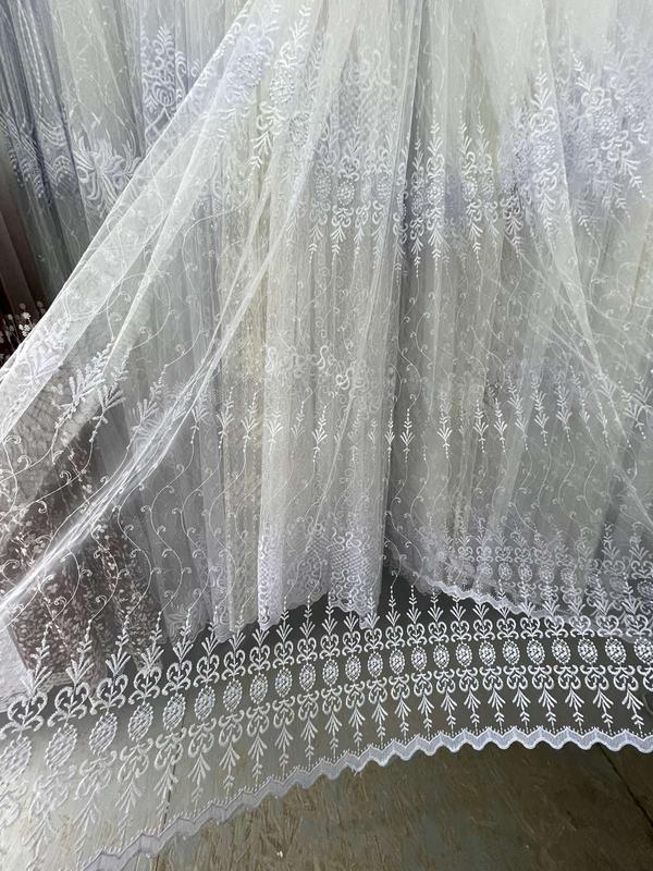 Тюль біла вишита на фатині якісна турецька штори гардини занавіска — ціна 135 грн у каталозі