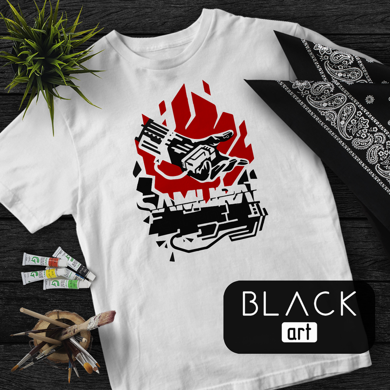 Футболка з розписом акрілом - cyberpunk 2077,samurai, розміри s/m/l/xl ...