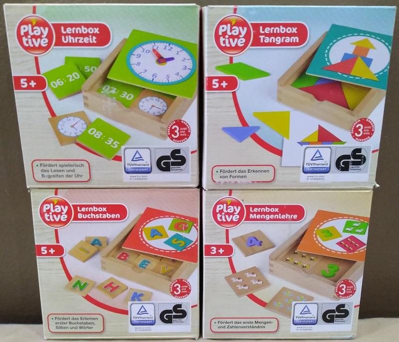 Навчальний дерев'яний ящик playtive час навчання, фігури, літери, цифри ...