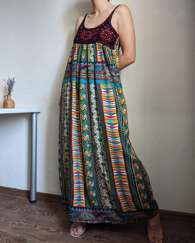 Сарафан длинный в пол макси вискоза орнамент бохо этно M L Xl — цена 890 грн в каталоге Сарафаны