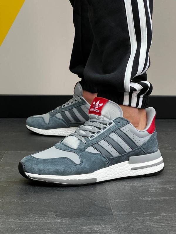 Мужские кроссовки серые adidas zx 500, кроссовки адидас зх кожа/замша ...