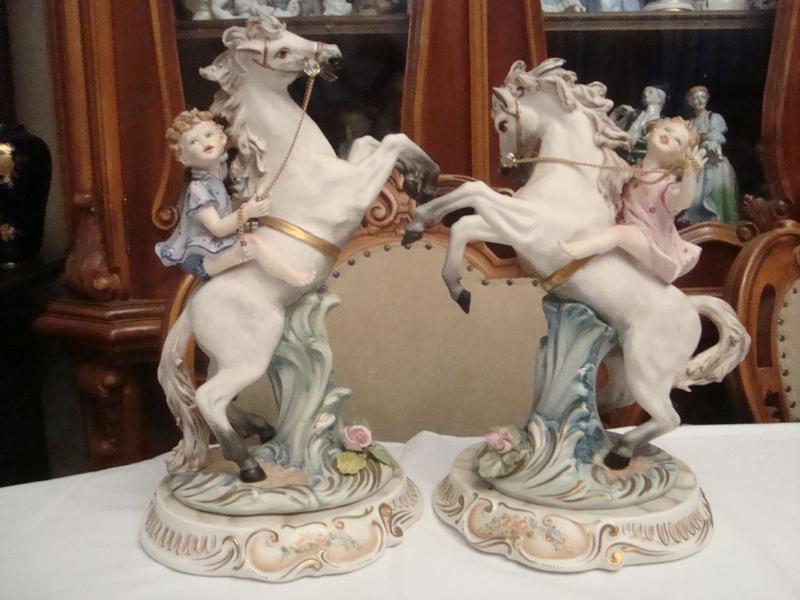 Шикарні парні статуетки коні коні діти фарфор каподімонте італія — ціна 18000 грн у каталозі