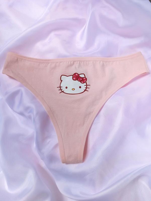 Трусики стринги розовые персиковые Hello Kitty нижнее белье спідня