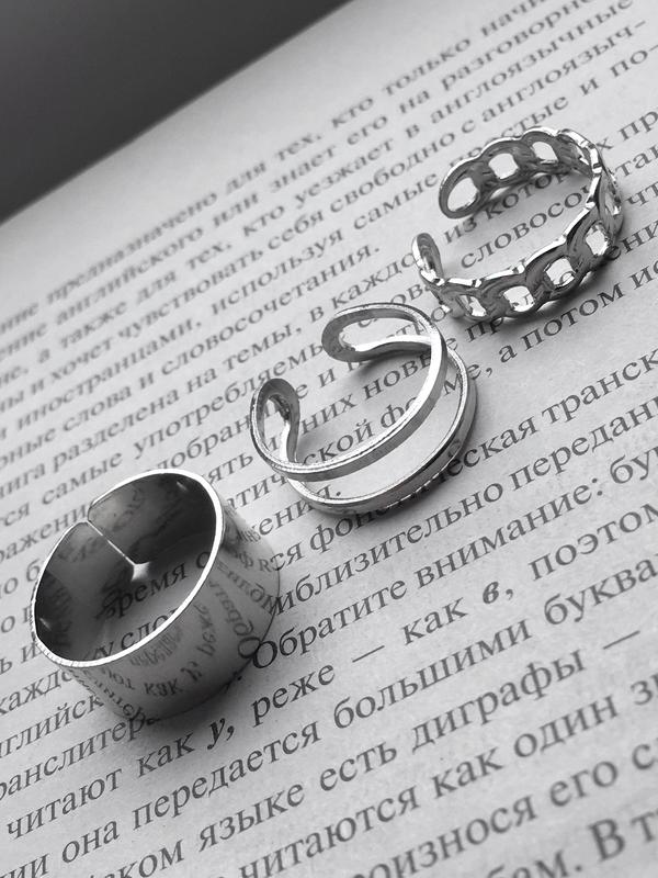 Набір кілець колечок 3 шт ланцюг мінімалізм американка широке кільце ...