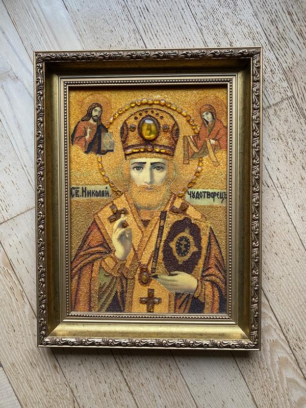 Ікона з бурштину св миколай — цена 400 грн в каталоге Иконы Купить товары для дома и быта по