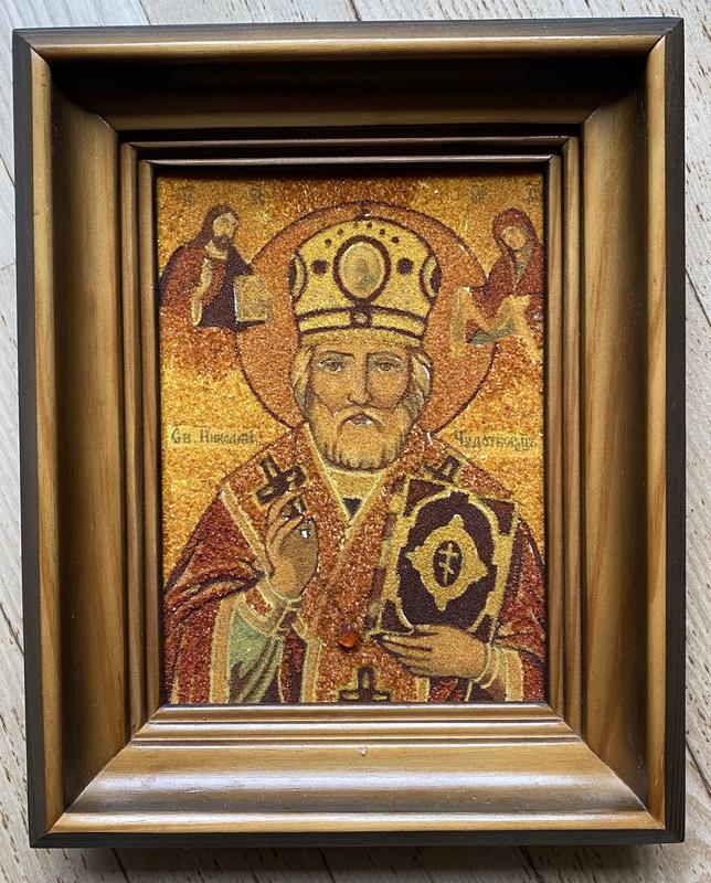Ікона з бурштину св миколай — цена 200 грн в каталоге Иконы Купить товары для дома и быта по