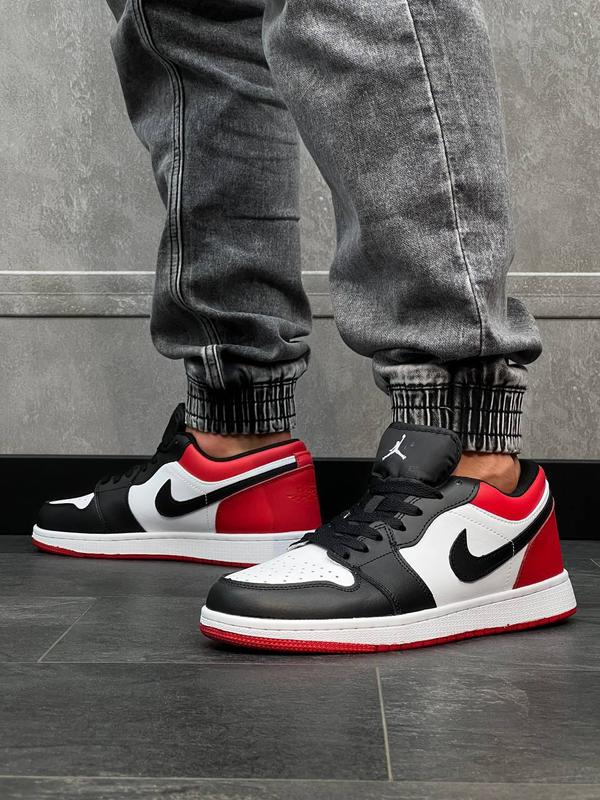Мужские кожаные кроссовки nike air jordan 1 low найк джордан низкие ...