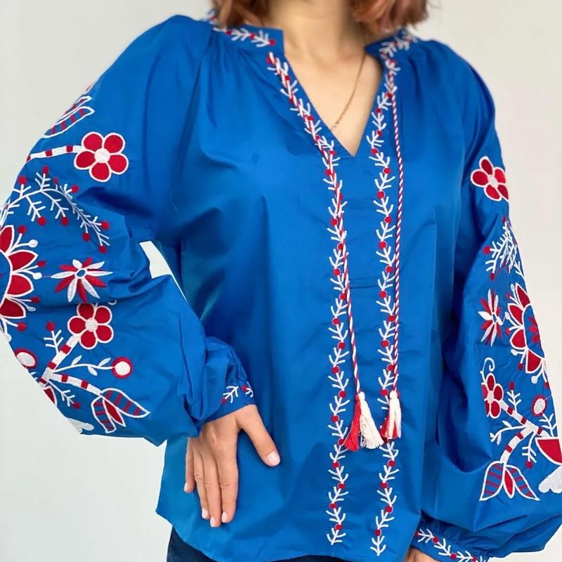 Синя вишиванка — цена 850 грн в каталоге Вышиванки Купить женские вещи по доступной цене на Шафе