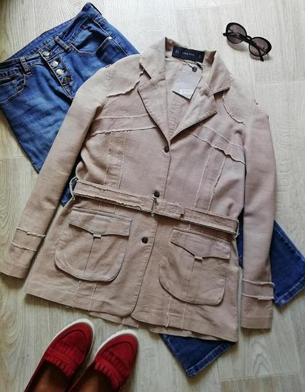 Zara пиджак жакет блейзер пиджак с поясом — цена 363 грн в каталоге Пиджаки и жакеты Купить