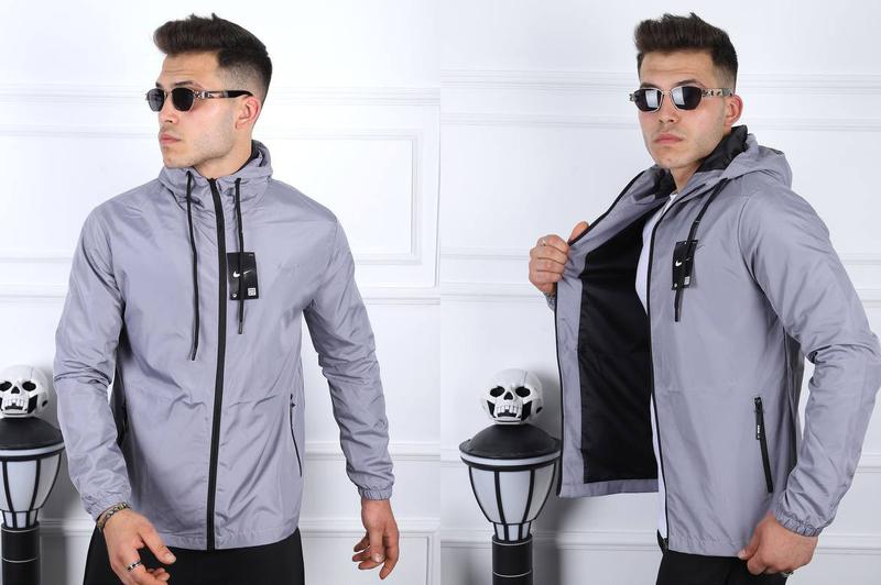 Мужская ветровка из плащевки nike (найк) grey, куртка мастерка серая ...