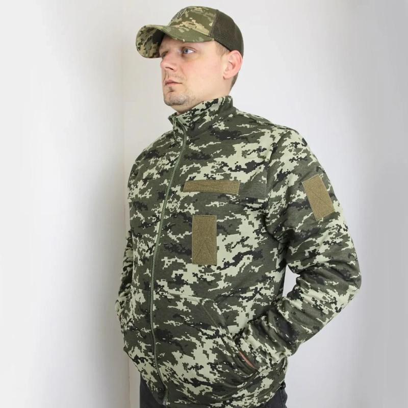 Мужская флисовая кофта xxl под шеврон пиксель тактическая, зеленая ...