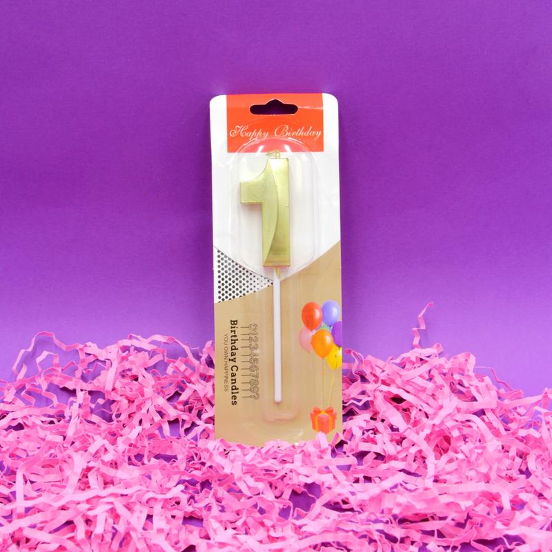 Красивая свеча на торт 3d цифра 1 свеча цифра для торта праздничная свеча золотая — цена 43