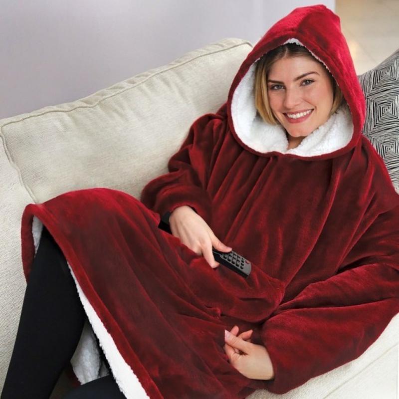 Толстовка, халат домашний , плед с капюшоном и рукавами huggle hoodie ...