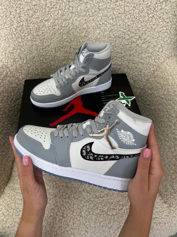 Nike air jordan 1 high x d10r grey, жіночі кросівки найк джордан сірі ...