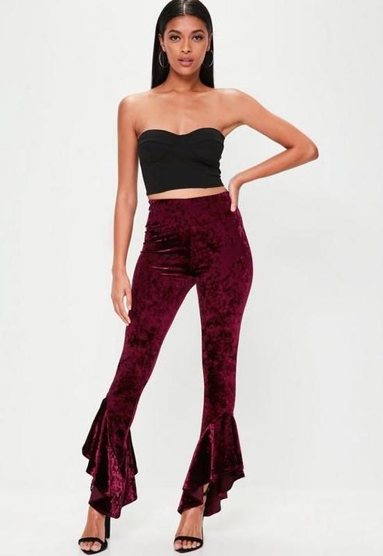 Шикарні велюрові штани/брюки/спідниці з воланами/рюшами missguided ...