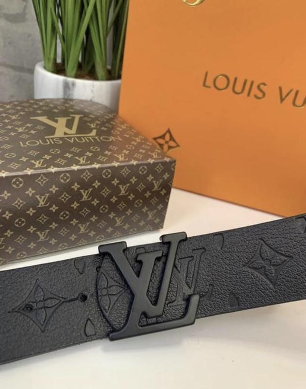Мужской кожаный чёрный качественный ремень в стиле lv louis vuitton ...