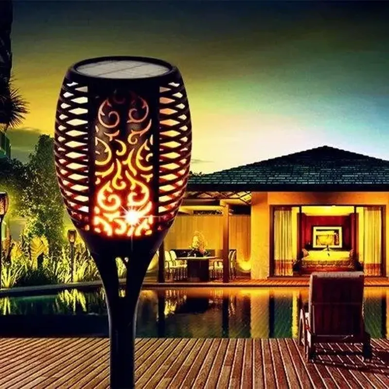 Водонепроницаемый фонарь 52 см с эффектом пламени Solar Flame Led Light Sensor Activated — цена