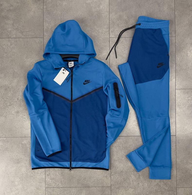 Осенний синий спортивный костюм nike tech fleece с капюшоном осінній ...