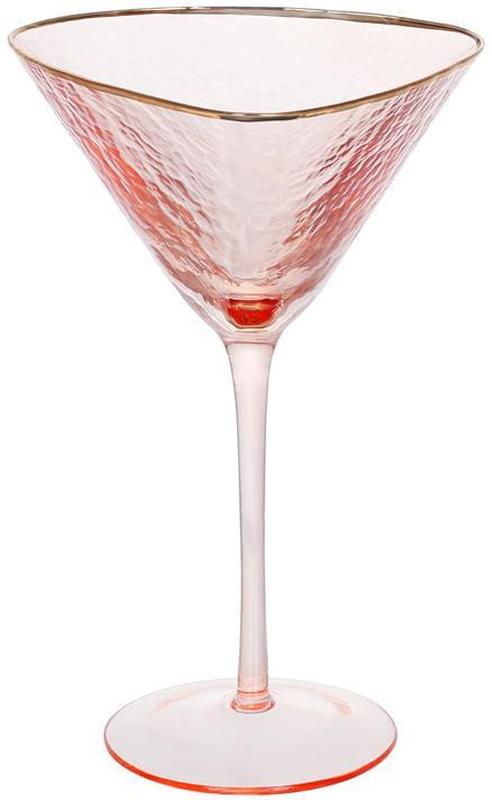 Набір 4 фужери Diva Pink келихи для мартіні 190 мл рожевий із золотим кантом — ціна 2298 грн у