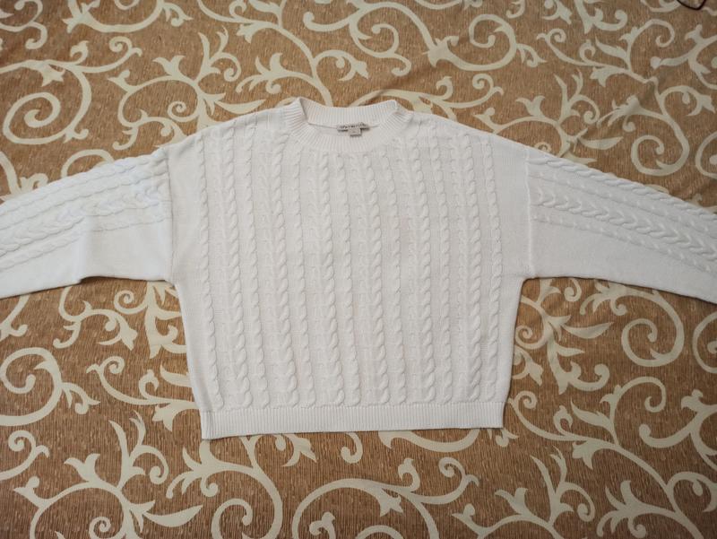 Білий вязаний светр косами — ціна 130 грн у каталозі Светри Купити жіночі речі за доступною
