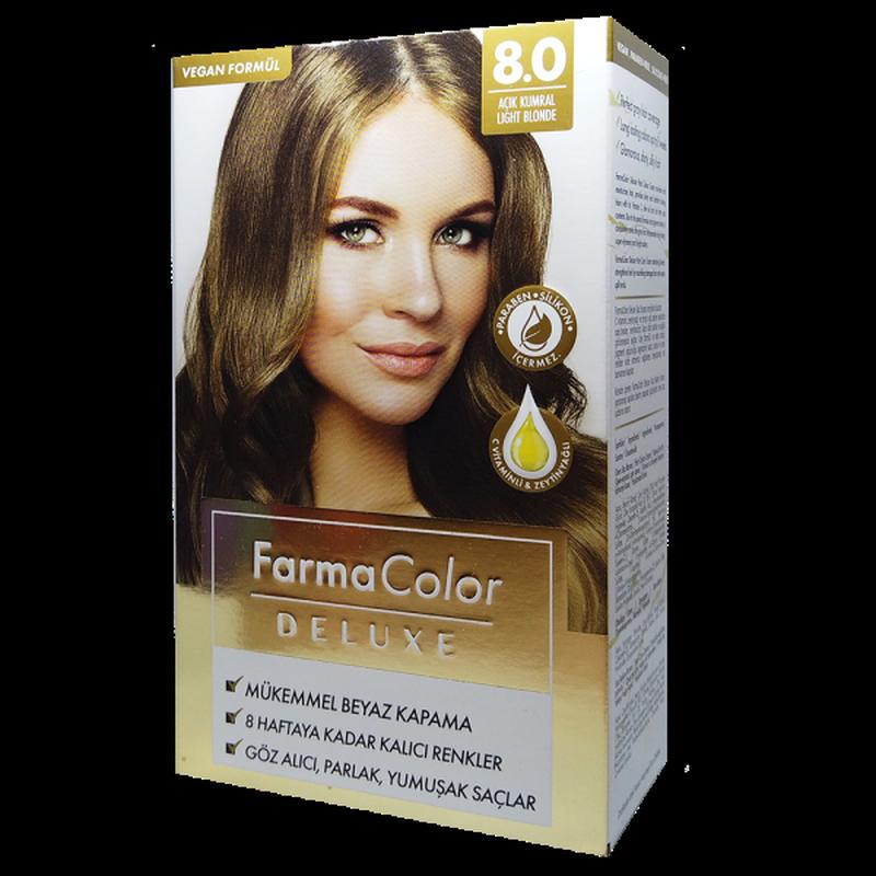 Крем-краска для волос farma color deluxe светлый блонд 8.0 farmasi ...