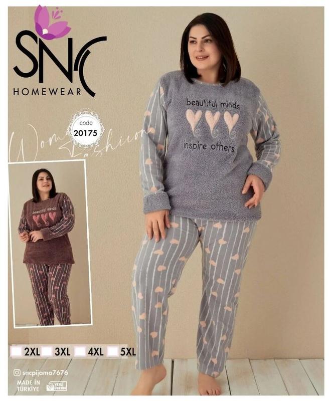 Стильна жіноча флісово махрова піжама розмір 6xl — ціна 529 грн у каталозі Піжами Купити жіночі