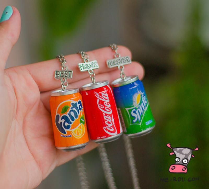 Кулон для троих друзей "best friends forever. fanta .cola. sprite ...